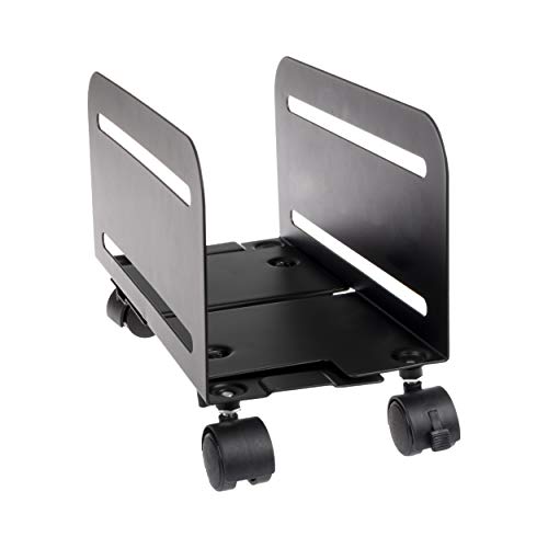 Ilyapa PC Computer Tower Stand with Wheels - Adjustable Mobile CPU Holder Cart for Desktop