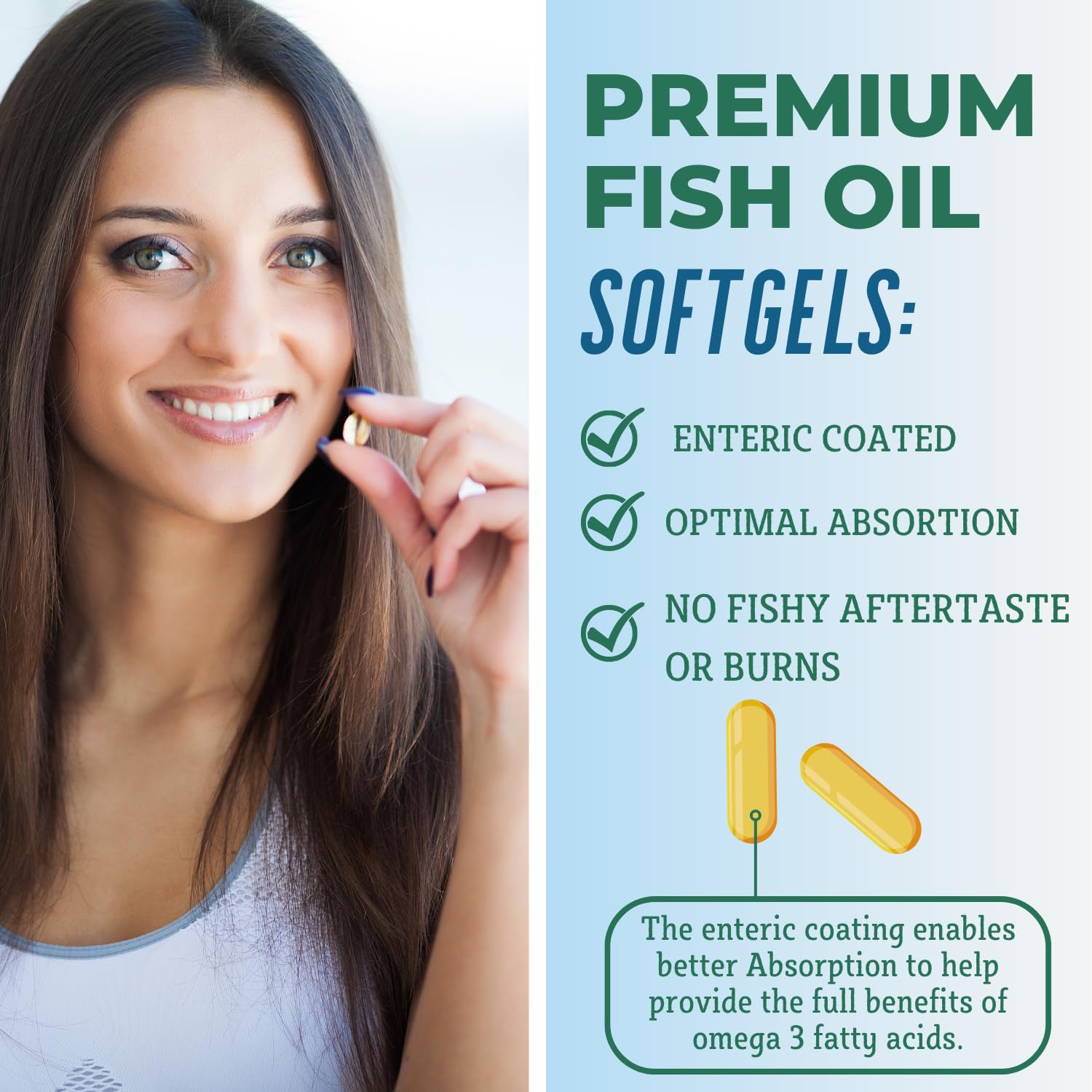 grow vitamin OmegaVita Fish Oil : 800 mg EPA 600 mg DHA Omega 3 Supplement for Heart, Brain & Immune Support, Absorbable Triple Strength Fish Oil Supplement - 2000 mg Per Serving, 30 Day Supply