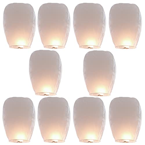 20 Pack of White Lanterns, Lanterns to Release for Parties, Birthdays, New Years, Memorial, Weddings.