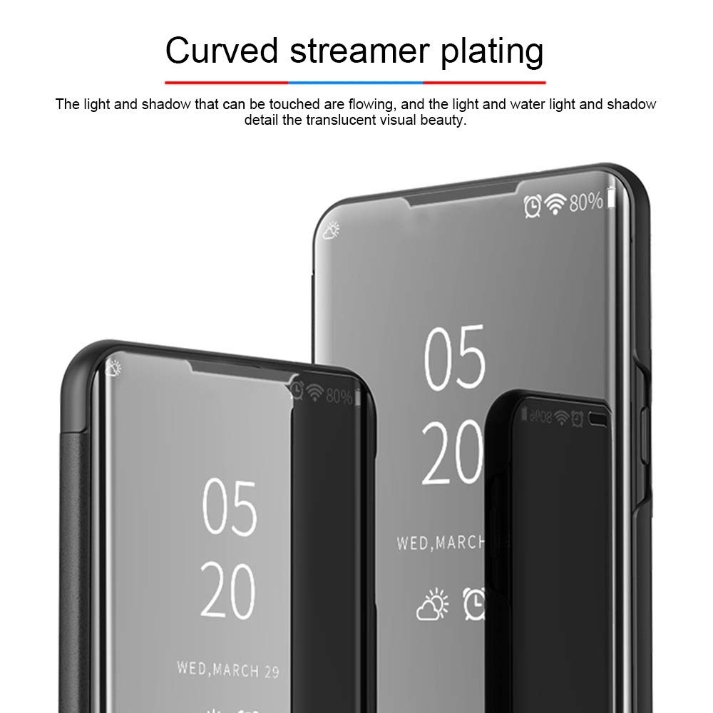 Tangyongjiao Mobile Phone case,Cell Phone Cover case for Oppo Reno2 Z / Reno2 F Plated Mirror Horizontal Flip Leather Case with Holder (Color : Black)