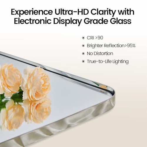 MOON MIRROR Polished Chrome Pivot Mirror for Bathroom, Tilt Bathroom Vanity Mirror,Rounded Rectangle Pivoting Mirror, Overall 24.33 x 28 inches(Mirror 20 x 28 inches)