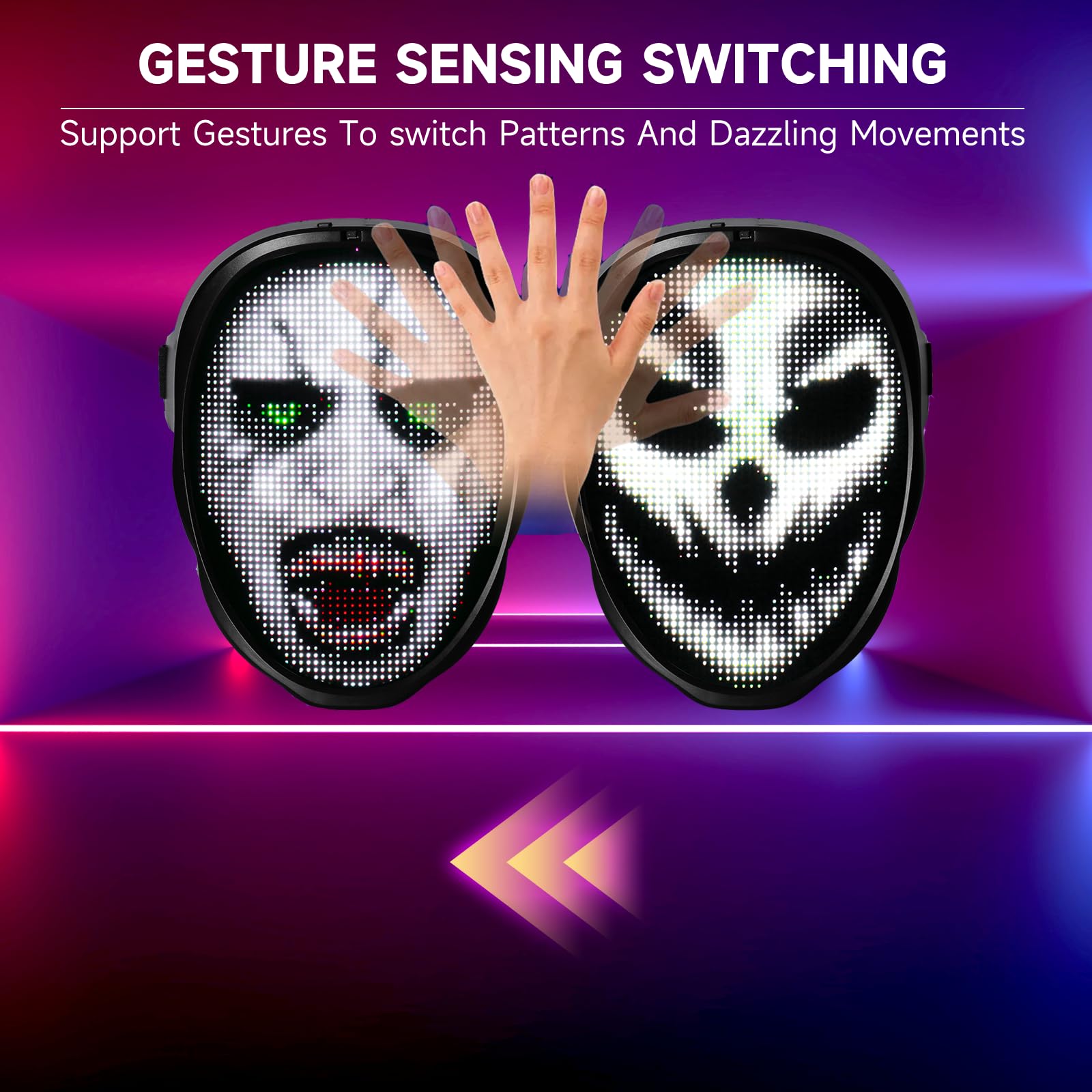 Funle Led Mask with App Controlled,Programmable LED Halloween Mask,Digital Mask for Costume Cosplay Party Masquerade