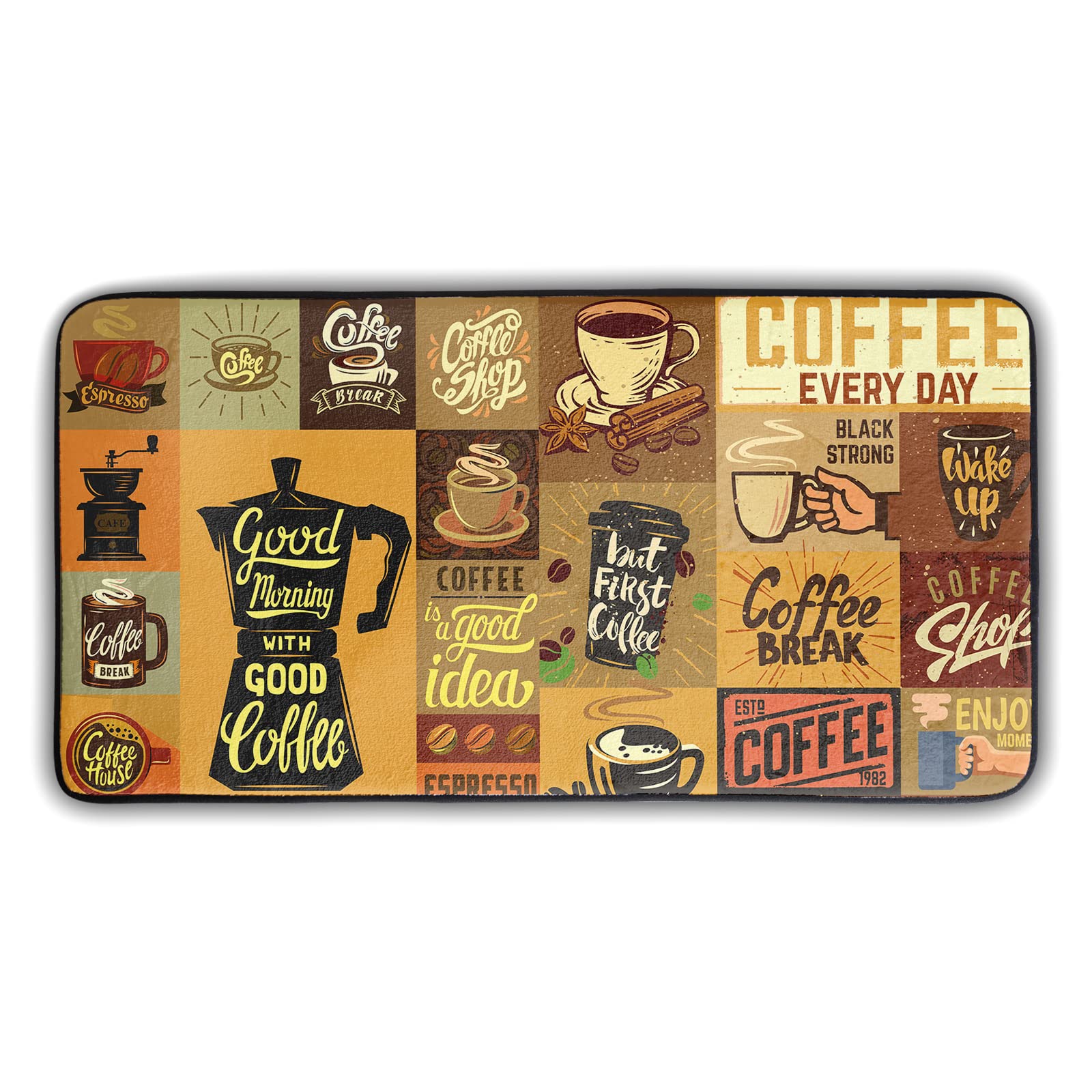Kawani Coffee Kitchen Rugs Floor Mats Eat Signs Anti Fatigue Washable Door Mats for Home & Kitchen & Office Decor Cafe Memory Foam Runner Rug Non-Skid 39x20inchβ¦