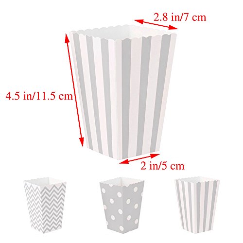 Popcorn Boxes Cardboard Candy Boxes Container Polka Dot Stripe Chevron Ripple,For Birthday, Bridal and Baby Shower,Carnival/Graduation/Party/Movie/Fiesta,Dessert Tables Wedding Party Supplies 36pcs