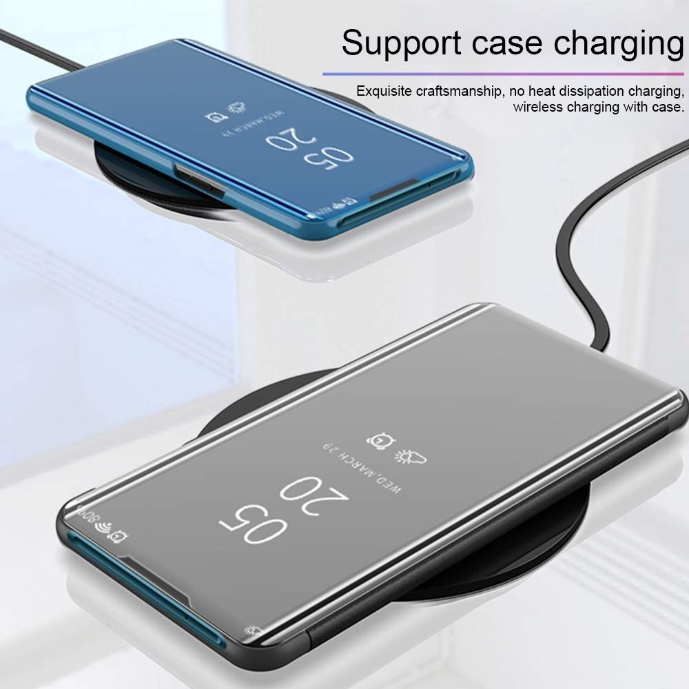 Tangyongjiao Mobile Phone case,Cell Phone Cover case for Oppo Reno2 Z / Reno2 F Plated Mirror Horizontal Flip Leather Case with Holder (Color : Black)