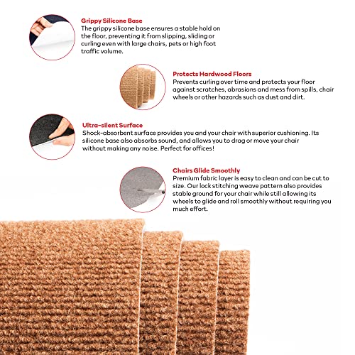 XFasten Chair Mat Office Protector for Hardwood Floors, Brown 56βx36β, 1/6β Thick Premium Low Pile Floor Protector Mat Desk Rug | Wood and Tile Protection Mat for Office Home Rolling Chair Rug