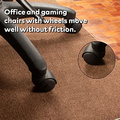 XFasten Chair Mat Office Protector for Hardwood Floors, Brown 56βx36β, 1/6β Thick Premium Low Pile Floor Protector Mat Desk Rug | Wood and Tile Protection Mat for Office Home Rolling Chair Rug
