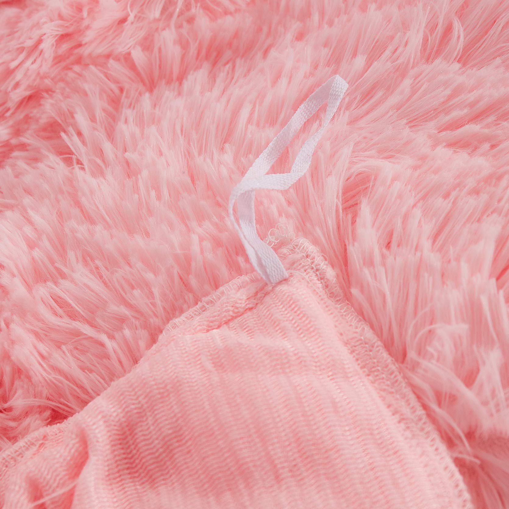 WERDIM Shaggy Fluffy Faux Fur Duvet Cover Set Button Closure Velvety Bedding Set Comforter Cover with Pillowcase Pink, Twin Size