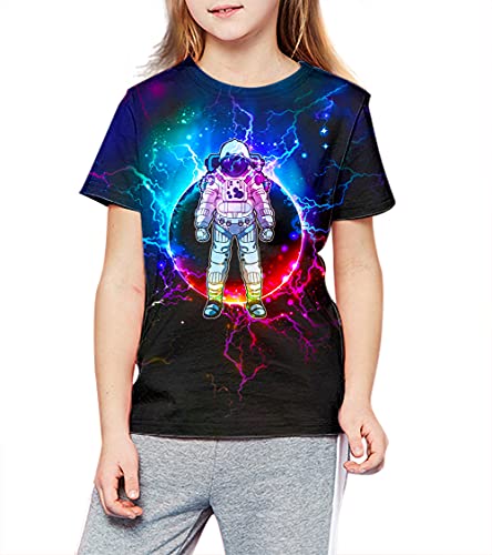 LAIDIPAS Boys Shirts Galaxy Space Tshirts Kids 3D Print Funny T-Shirts for Girls and Boys Size 8-10 Years