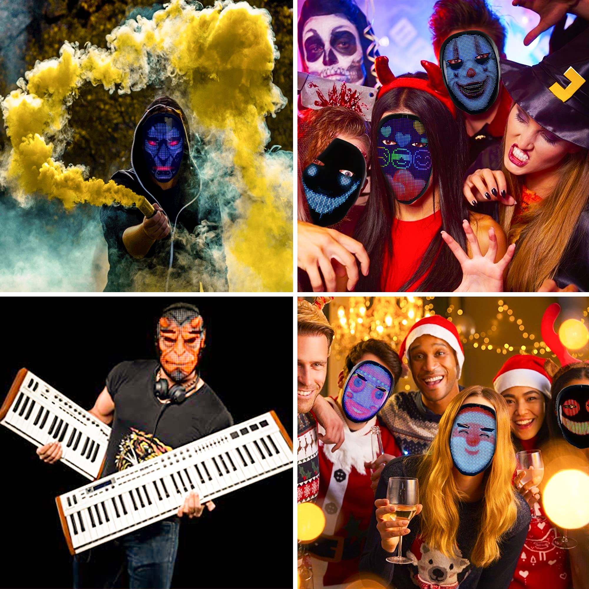 Funle Led Mask with App Controlled,Programmable LED Halloween Mask,Digital Mask for Costume Cosplay Party Masquerade