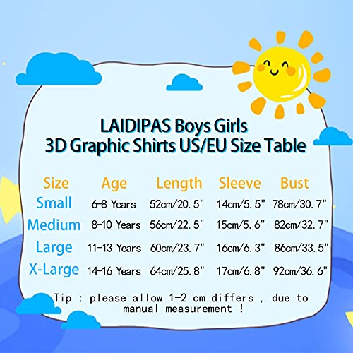 LAIDIPAS Boys Shirts Galaxy Space Tshirts Kids 3D Print Funny T-Shirts for Girls and Boys Size 8-10 Years