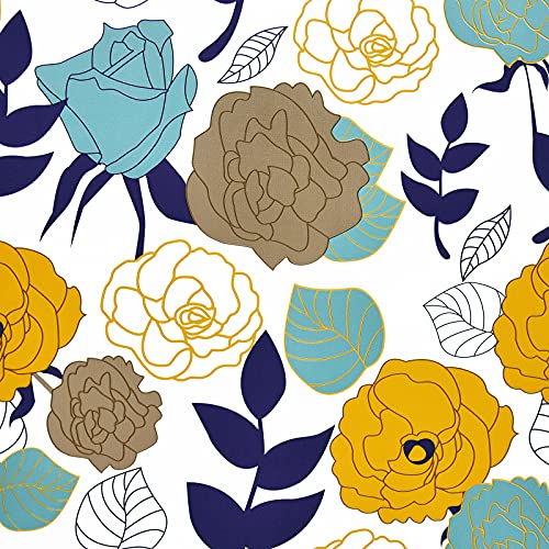 Caltero Floral Wallpaper 17.7" x 78.7" Peel and Stick Floral Contact Paper Multicolor Perennial Blooms Peony Rose Leaf Wallpaper for Walls Backdrop Cabinet Home Decor