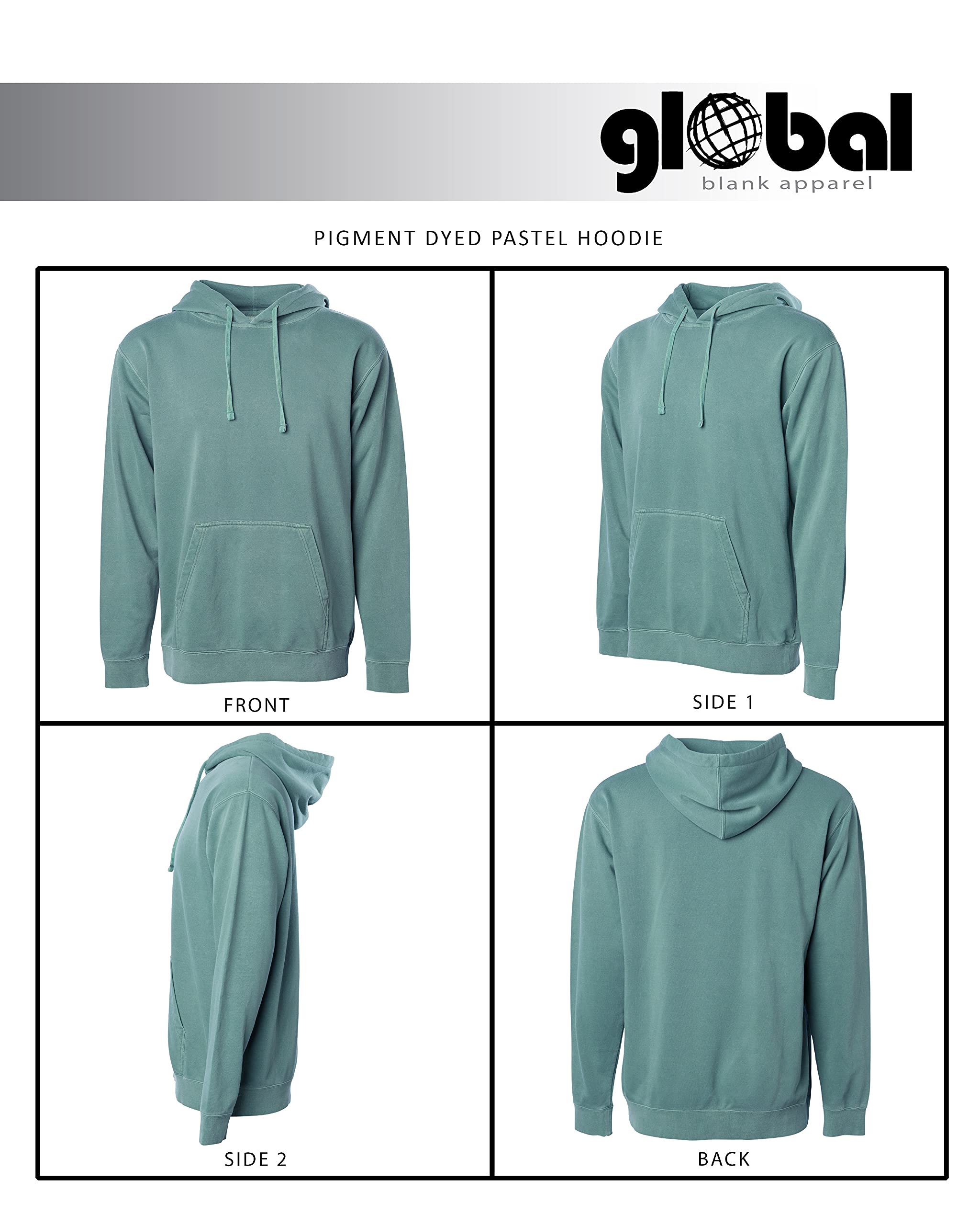 Global Blank Mens Hoodie Pullover Sweatshirt for Men and Women Hoodies, Green, Medium