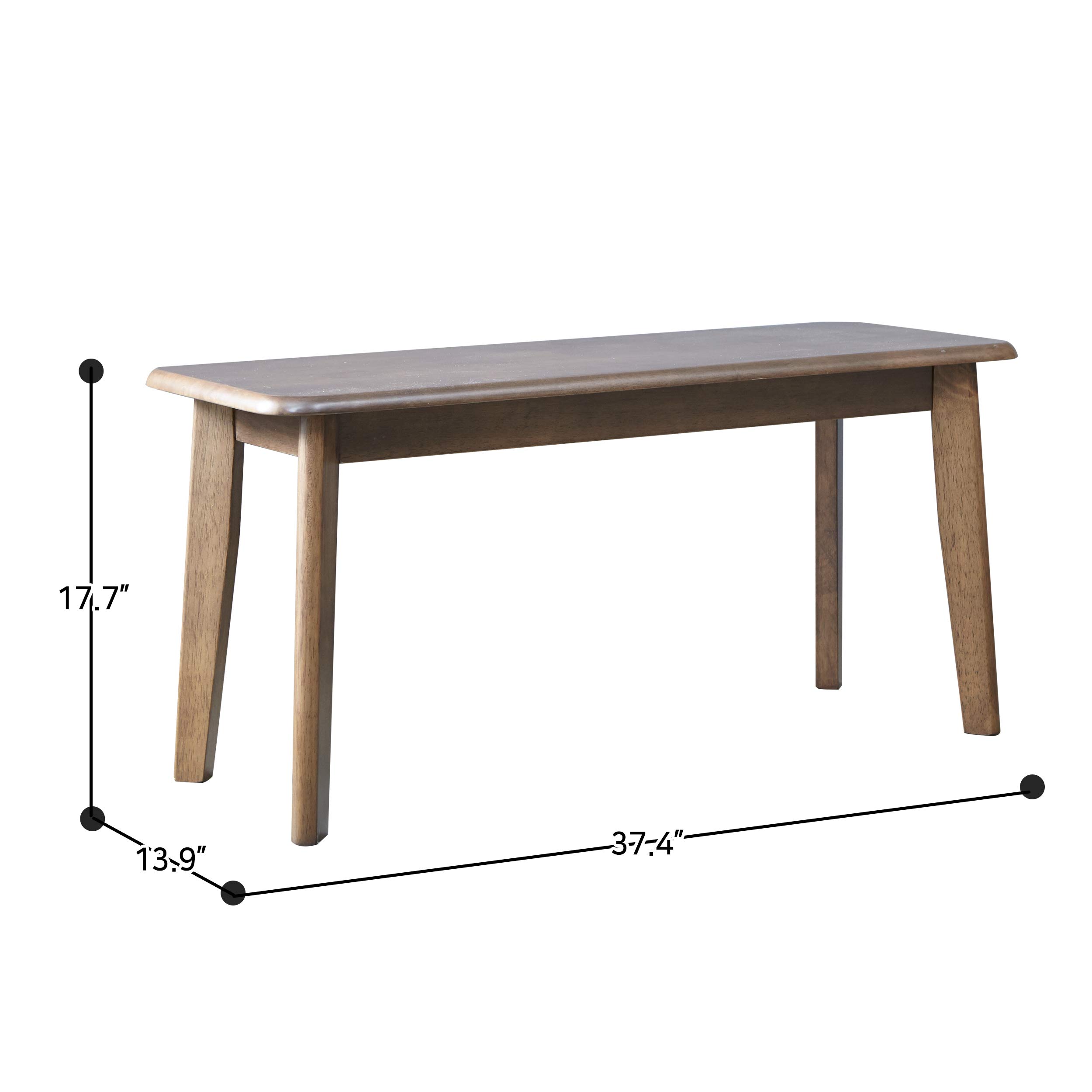 Livinia 3-Piece Dining Table Set, Canberra 47.2" Table (Walnut) Canberra 37.4" Dining Bench (Walnut) Set