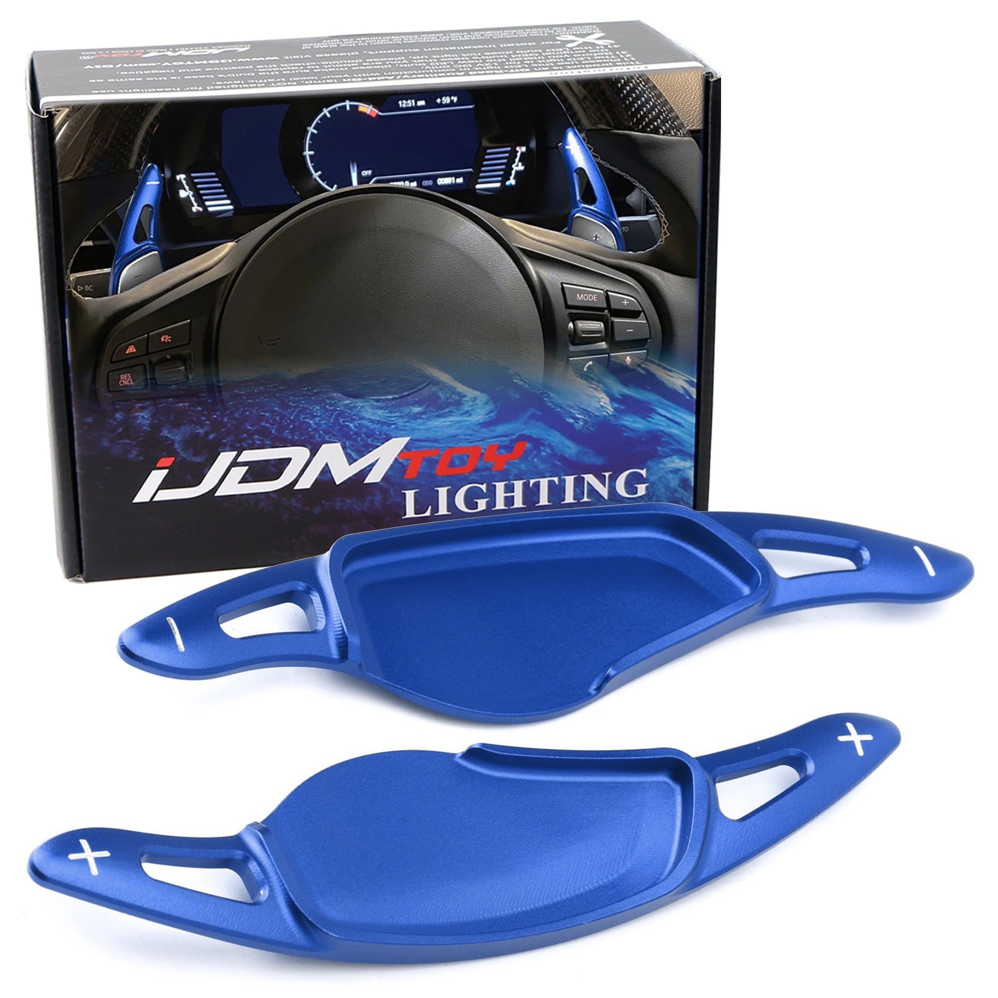 iJDMTOY Sports Blue CNC Billet Aluminum Large Paddle Extensions Compatible with Toyota 2020-up Supra GR