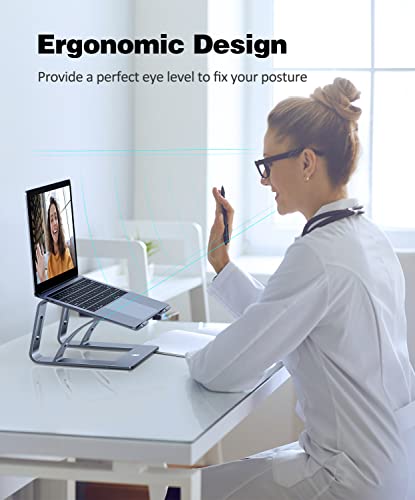 AOEVI Laptop Stand for Desk Ergonomic Computer Stand Detachable Laptop Riser Compatible with 10-17" Laptops Grey