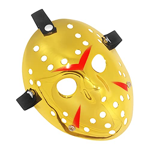 Udekit Jason Mask Halloween Masquerade Horror Face Mask Cosplay Costume Props for Women Men Kids Gold