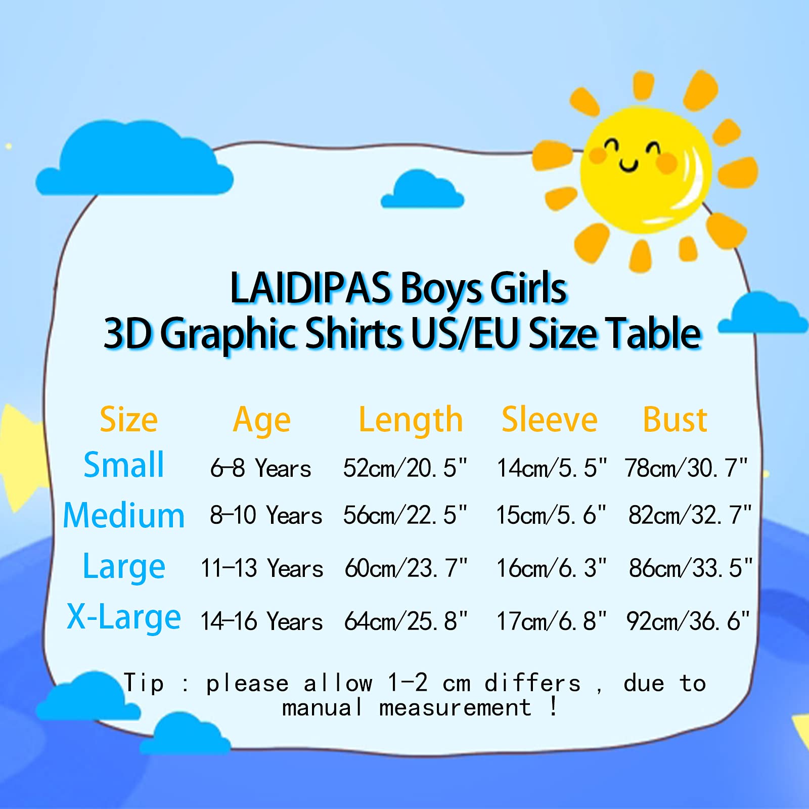 LAIDIPAS Boys Girls T-Shirt Kid Funny 3D Colorful Tee Shirts Animal Design Short Sleeve Top Tee Size 8-10 Years
