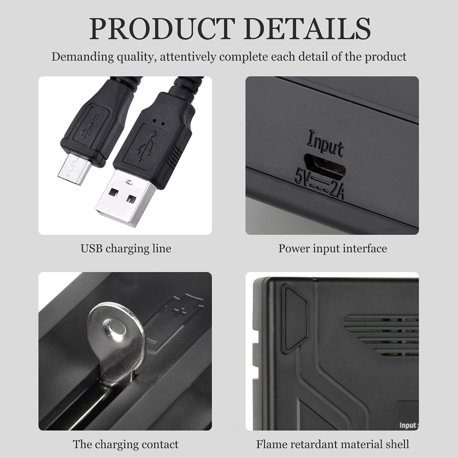 JIECAN LCD Universal Battery Charger, 4 Bay AA AAA Battery Charger,USB High-Speed Charging, Independent Slots, Smart Fast Charging Battery Charger for 3.7V Ni-MH Ni-CD AA AAA Rechargeable Batteries