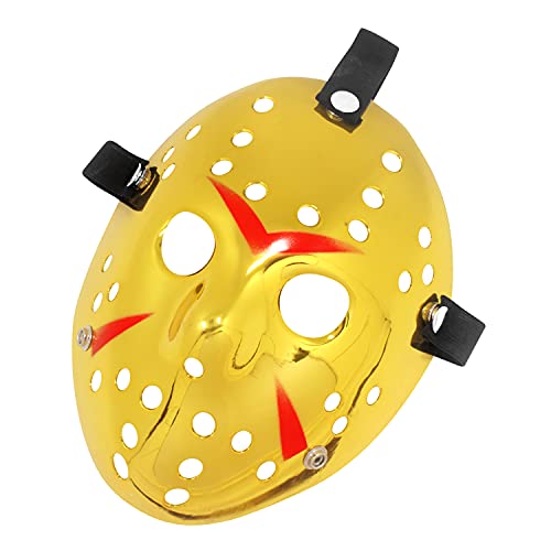 Udekit Jason Mask Halloween Masquerade Horror Face Mask Cosplay Costume Props for Women Men Kids Gold