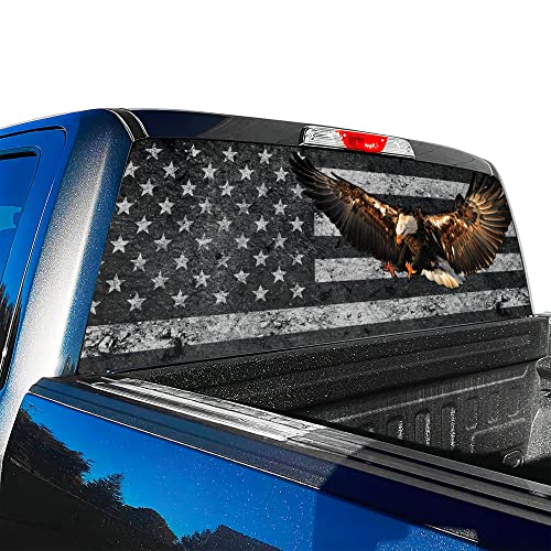 GadgetsTalk 4th of July Decorations, American Eagle Flag Decal, Patriotic Decor, 65"x20" Car Rear Window Decals for Trucks, Window Decals for Cars, Vehicles, Truck, Car Decals, Truck Accessories