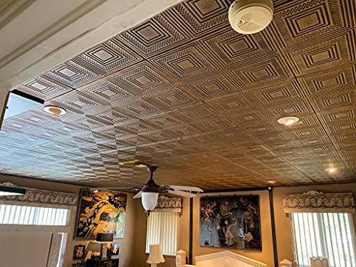 A La Maison Ceilings R11 Nested Squares Foam Glue-up Ceiling Tile (384 sq. ft./Case), Pack of 144, Plain White