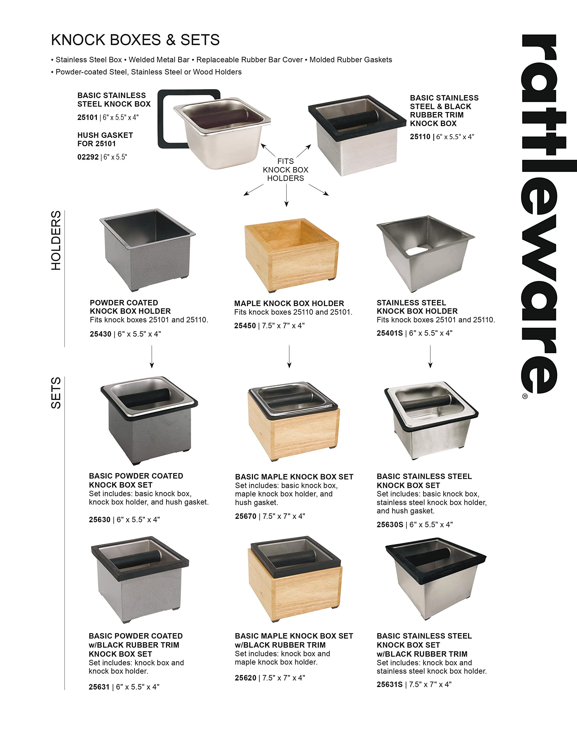 Rattleware Rubber Replacement Knock Box Bar Cover - Durable & Easy-to-Install Espresso Waste Solution, Fits Select Models with Welded Bars, High-Quality Design (6.25")