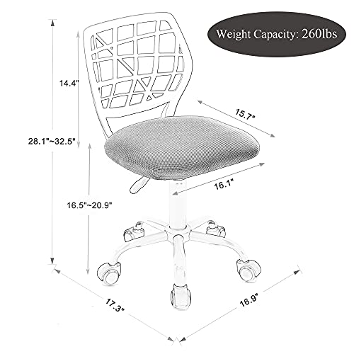 HOMEFUN Kids Desk Chair Cute Computer Office Bedroom Mesh Chair Ergonomic Swivel Armless Study Chair with Adjustable Height for Boys Girls Teens, Black