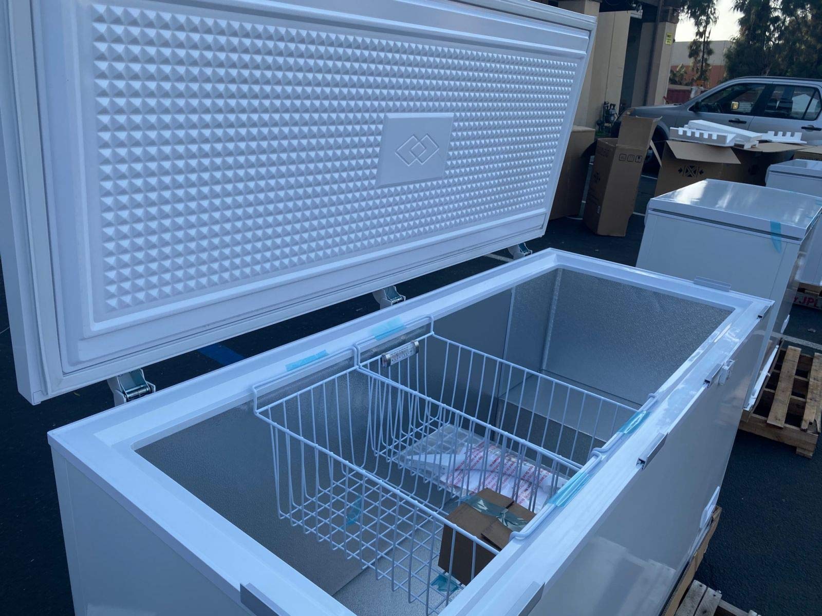 Commercial Freezer Chest freezer 18 cubic feet, 65" Length-Ice Cream freezer NSF Certified White Solid door w/Storage Baskets XF-562 dup1