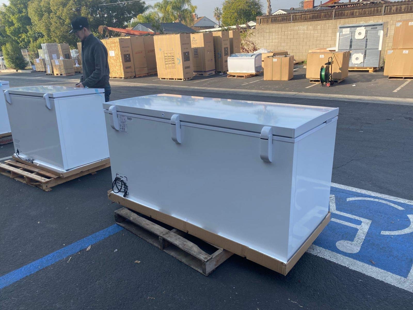 Commercial Freezer Chest freezer 18 cubic feet, 65" Length-Ice Cream freezer NSF Certified White Solid door w/Storage Baskets XF-562 dup1