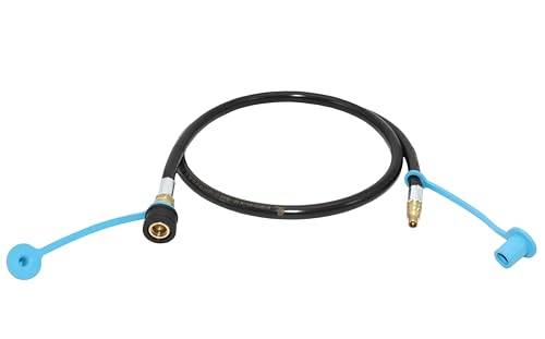 Flame King Quick Connect Hose for RV, Van, Trailer, LP Gas Only, 48 inches (4-Ft), 1/4" ID Thermo Plastic Hose Assembly, 100395-48a , Black