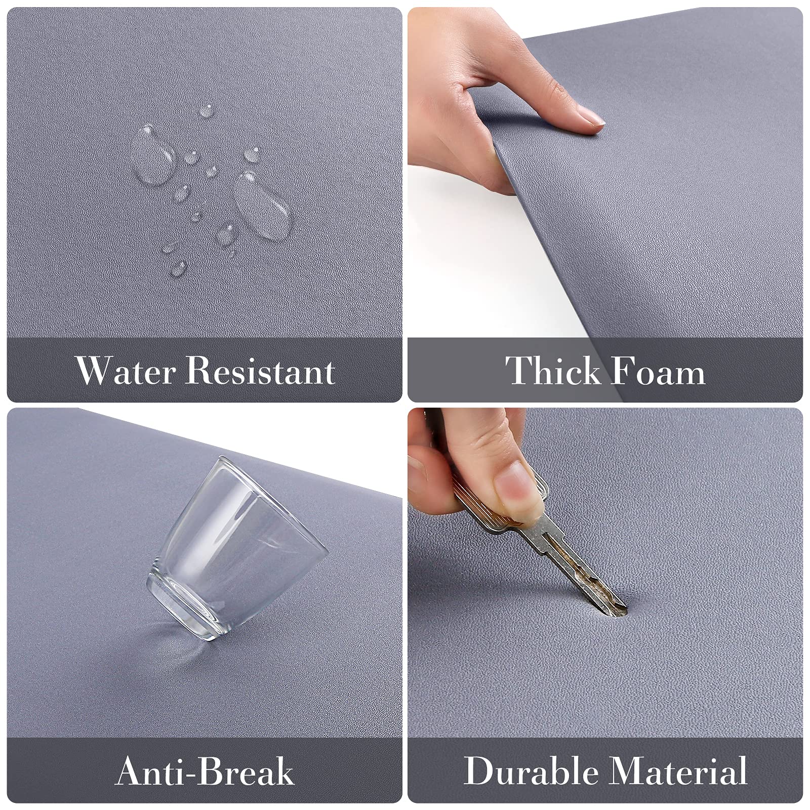 HappyTrends Kitchen Mat [2PCS] Cushioned Comfort Anti-Fatigue Floor Mat, Waterproof Non-Slip Kitchen Rugs, Thick Perfect Ergonomic Foam Standing mat for Kitchen, Home, Office, Laundry,Grey