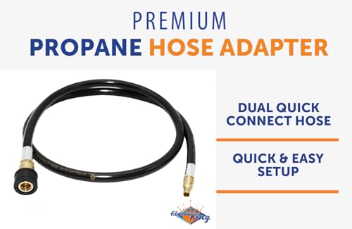 Flame King Quick Connect Hose for RV, Van, Trailer, LP Gas Only, 48 inches (4-Ft), 1/4" ID Thermo Plastic Hose Assembly, 100395-48a , Black