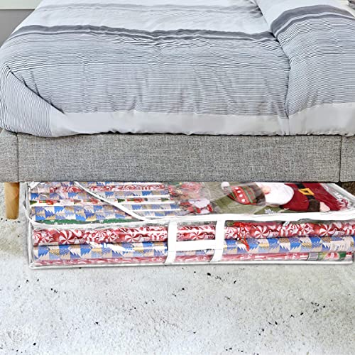 ProPik Wrapping Paper Storage Containers | Gift Wrap Organizer Under Bed | 41βx14βx6β Fits 18-24 Rolls Fit Up to 40β Long Roll | Wrap Storage Box Holder for Ribbon, Bows and Accessories 2 Pack (White)