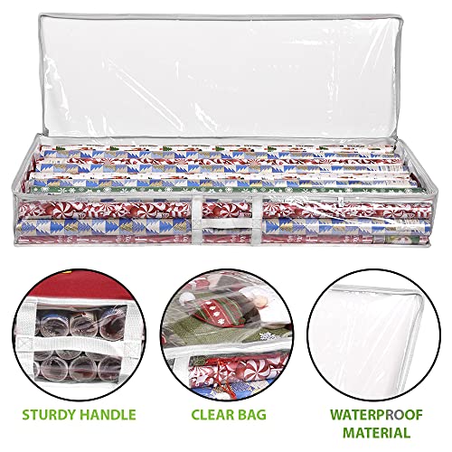 ProPik Wrapping Paper Storage Containers | Gift Wrap Organizer Under Bed | 41βx14βx6β Fits 18-24 Rolls Fit Up to 40β Long Roll | Wrap Storage Box Holder for Ribbon, Bows and Accessories 2 Pack (White)