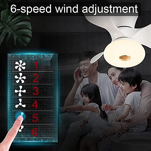Ceiling Fan with Light and Remote Control,64W Modern LED Ceiling Light for Kids, 6 Speeds, 3 Colors Changing, Dimming Low Profile Fan Chandeliers for Girls Boy Bedroom, Children's Room,55CM,Black