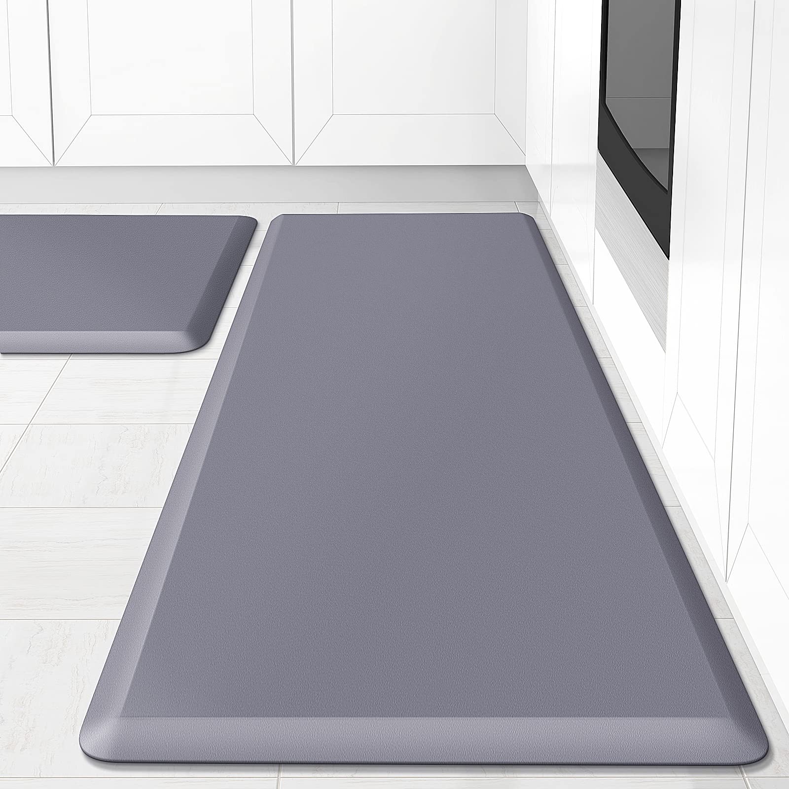 HappyTrends Kitchen Mat [2PCS] Cushioned Comfort Anti-Fatigue Floor Mat, Waterproof Non-Slip Kitchen Rugs, Thick Perfect Ergonomic Foam Standing mat for Kitchen, Home, Office, Laundry,Grey