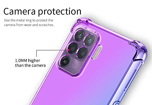 Chengmi ZMONE Phone Case for Oppo Reno 5 LiteOppo A94 4G F19 Pro Case with Screen Protector 2 Pack, Clear Gradient Soft TPU Bumper Slim AntiScratch Shockproof Protective Cover BluePink