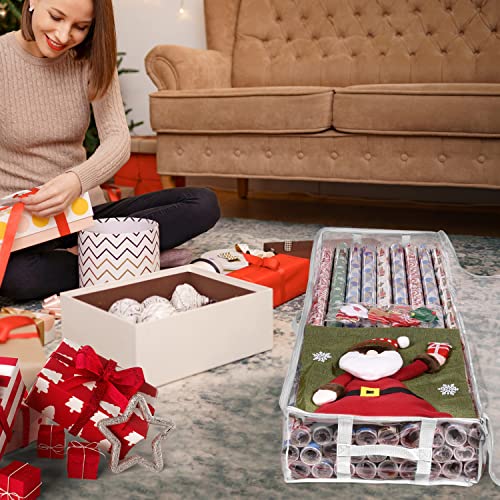 ProPik Wrapping Paper Storage Containers | Gift Wrap Organizer Under Bed | 41βx14βx6β Fits 18-24 Rolls Fit Up to 40β Long Roll | Wrap Storage Box Holder for Ribbon, Bows and Accessories 2 Pack (White)