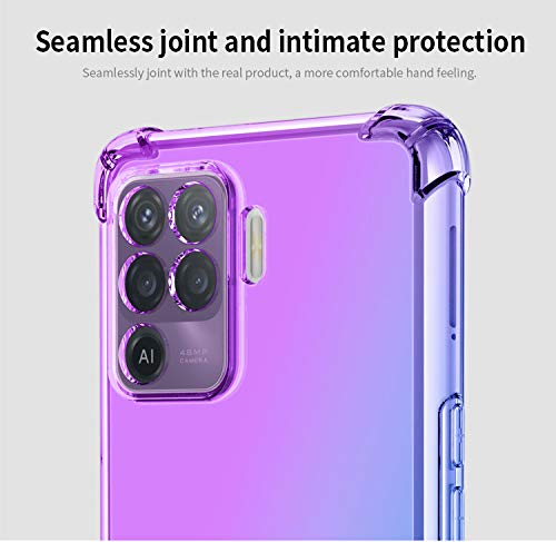 Chengmi ZMONE Phone Case for Oppo Reno 5 LiteOppo A94 4G F19 Pro Case with Screen Protector 2 Pack, Clear Gradient Soft TPU Bumper Slim AntiScratch Shockproof Protective Cover BluePink
