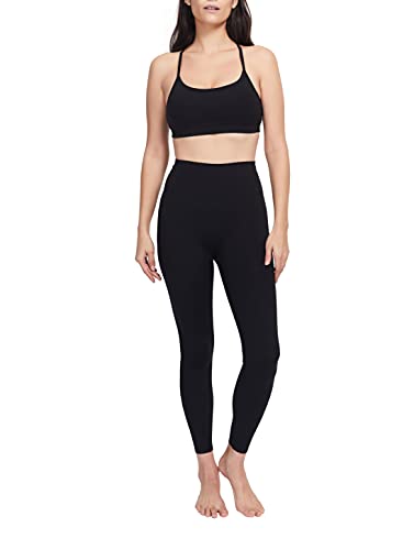 Sage Activewear Womens High Waisted 7/8 - Moisture Wicking Tummy Control Stretch Athletic Rise Yoga Pant Leggings, Deep Black, X-Small US