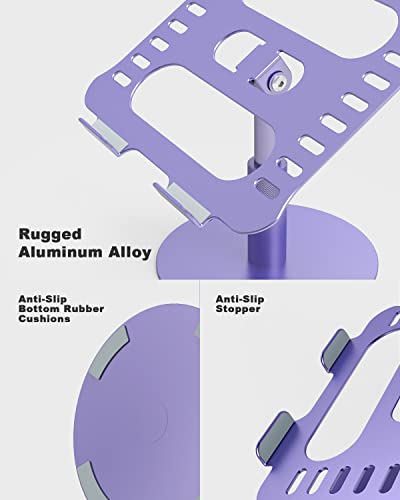 Swivel Laptop Stand, Adjustable Height Ergonomic Computer Stand,Notebook Holder Riser with 360 Rotating, Portable Laptop Compatible with MacBook Air, Pro, Dell, HP, Lenovo More 10-15.6"(Purple)