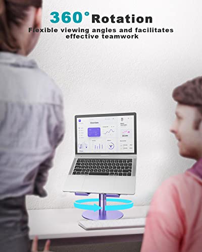 Swivel Laptop Stand, Adjustable Height Ergonomic Computer Stand,Notebook Holder Riser with 360 Rotating, Portable Laptop Compatible with MacBook Air, Pro, Dell, HP, Lenovo More 10-15.6"(Purple)