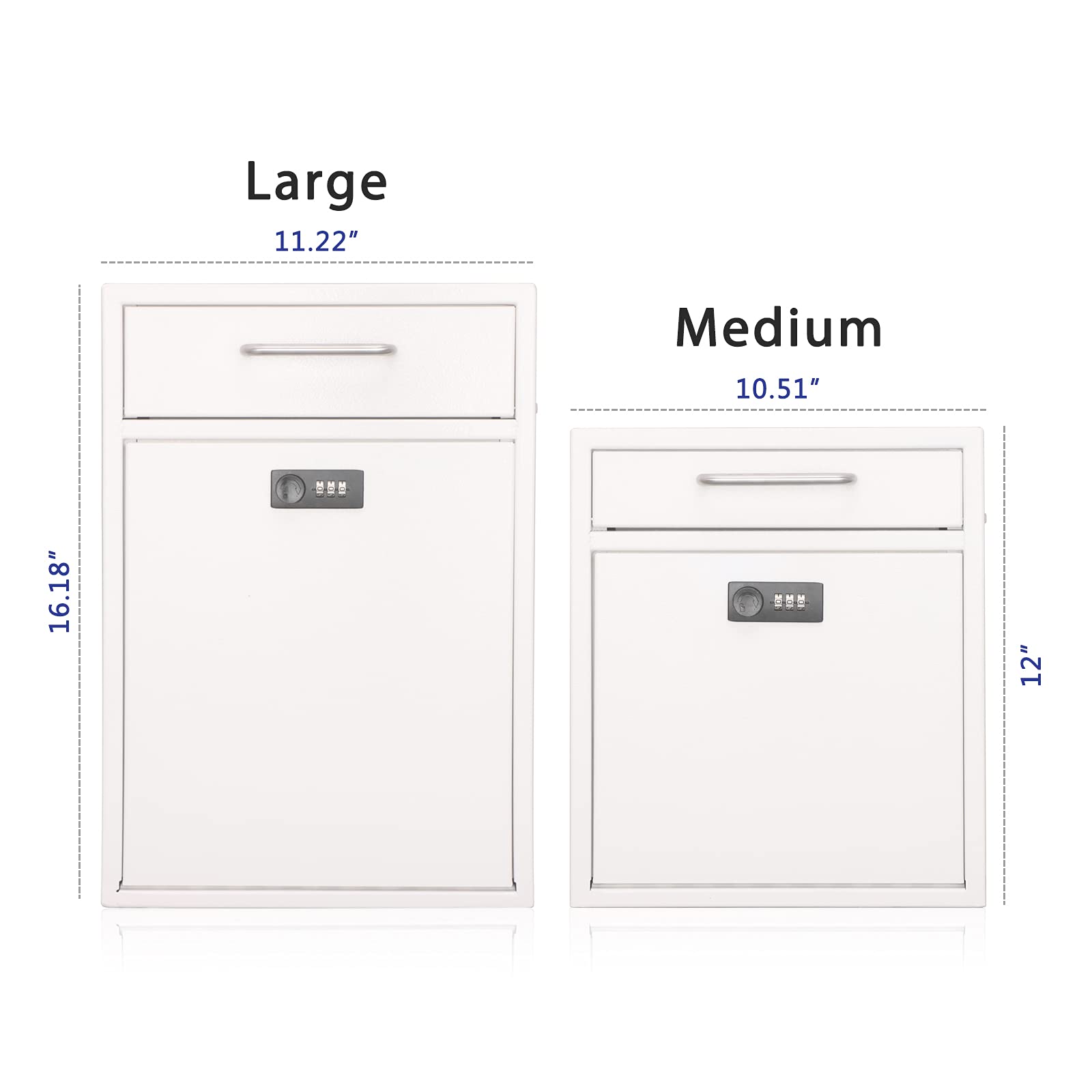 xydled Wall-Mount Mailbox with Combination Lock, High Security Durable Drop Box, Hanging Secured Postbox, Rust-Proof, Letter Deposit Payment, White,XL Large