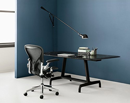 Herman Miller Classic Aeron Task Chair: Tilt Limiter w/Seat Angle Adj - Lumbar Pad - Fully Adj Vinyl Arms - Standard Carpet Casters