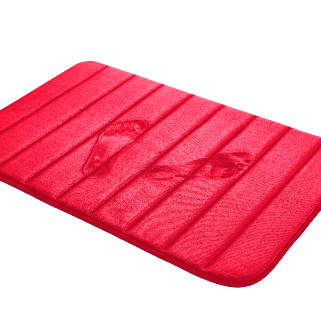 Yafa Home Fashion 2 Piece Striped Design Embossed Solid Color Memory Foam Soft Bathroom Rug Set Non-Slip PVC Backing