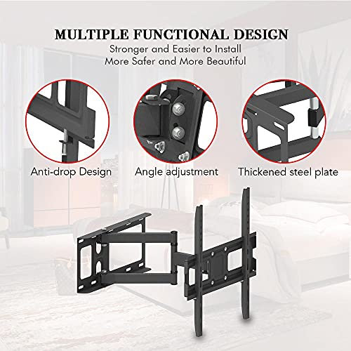 Stainless Steel Universal TV Wall Stand Base for Most 32-60 Inches Flat Curved TVs,TV Wall Box Shelf up to 35KG Tilting Height Adjustable, Max VESA 400x400mm