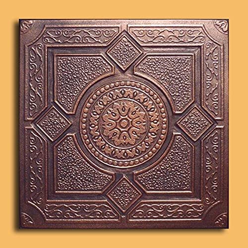 Decorative Foam Ceiling Tile - Lima Design (R30 Kensington Gardens) -3D Styrofoam Ceiling Tiles - ~20"x20"x0.25" (Antique Copper)