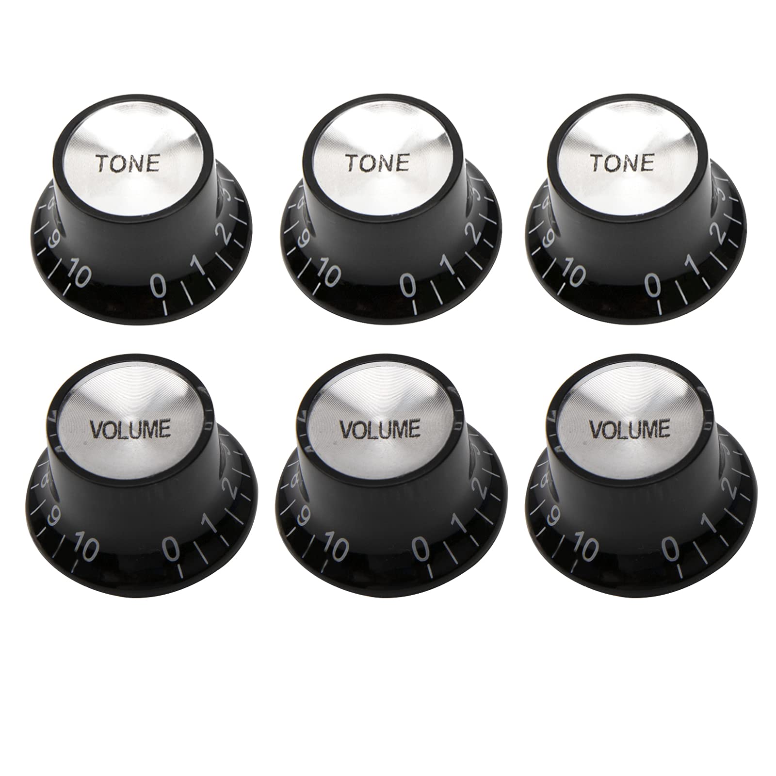 Yootones 6Pcs Speed Control Knobs Plastic Top Hat Style Knobs Compatible with Les Paul Electric Guitar Replacement (Black)