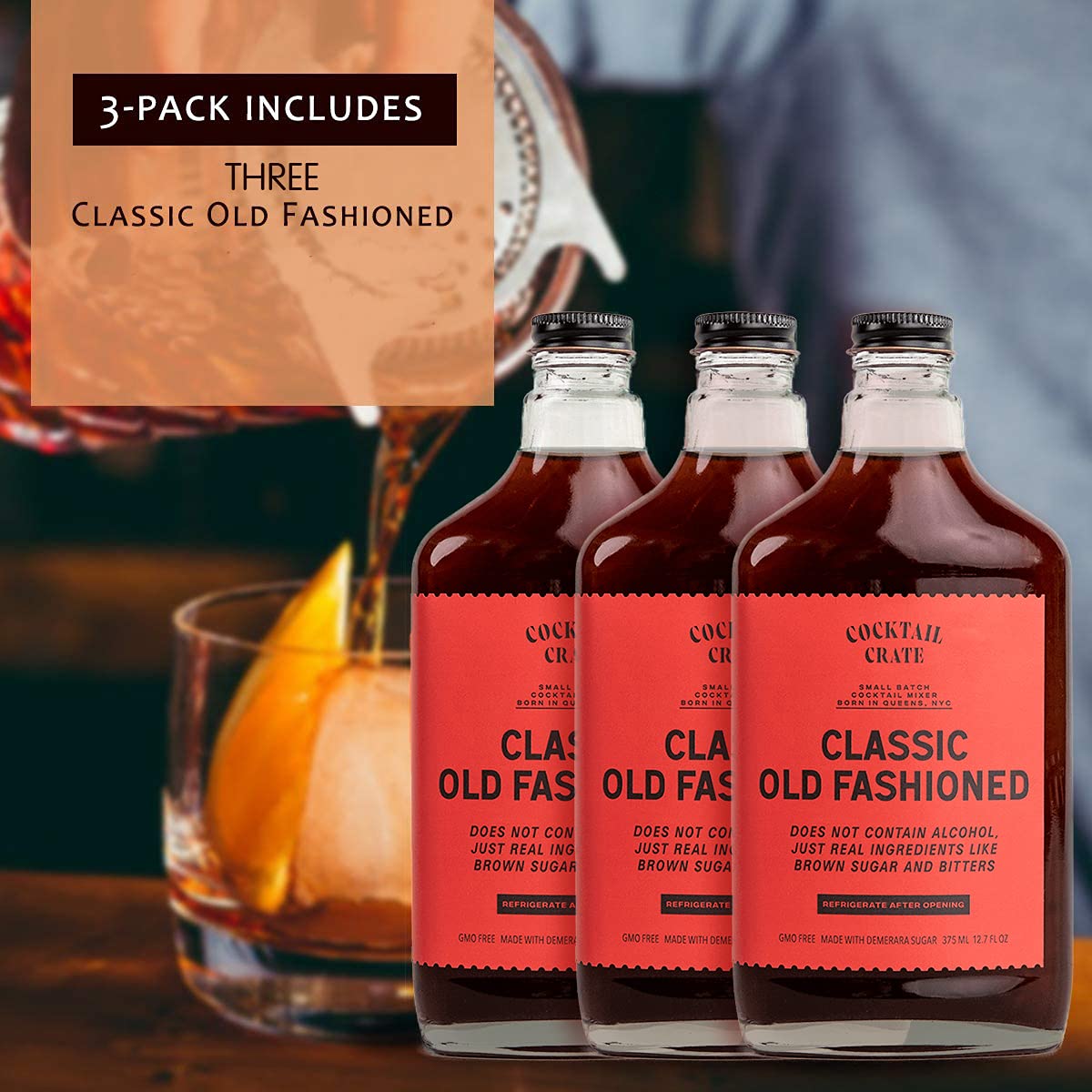 Cocktail Crate Old Fashioned Drink Mixer | Makes 34 Cocktails | Award-Winning Mixer for Classic Old Fashioned | Premium Syrup Handcrafted with Aromatic Bitters & Demerara Sugar | 12.7oz, 2 pack
